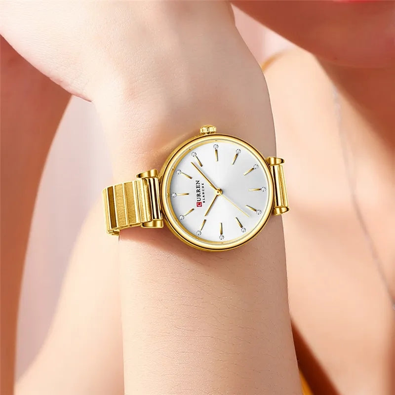 Curren 9081 - Women's Golden Strap Watch with White Dial– RIGOUT