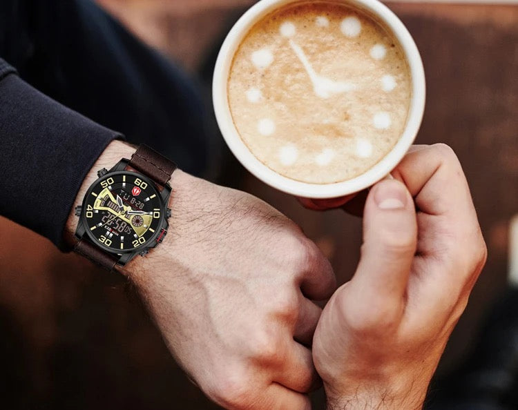 MAX - ORIGINAL KADEMAN DUAL TIME SPORTS WATCH WITH LEATHER STRAP– RIGOUT