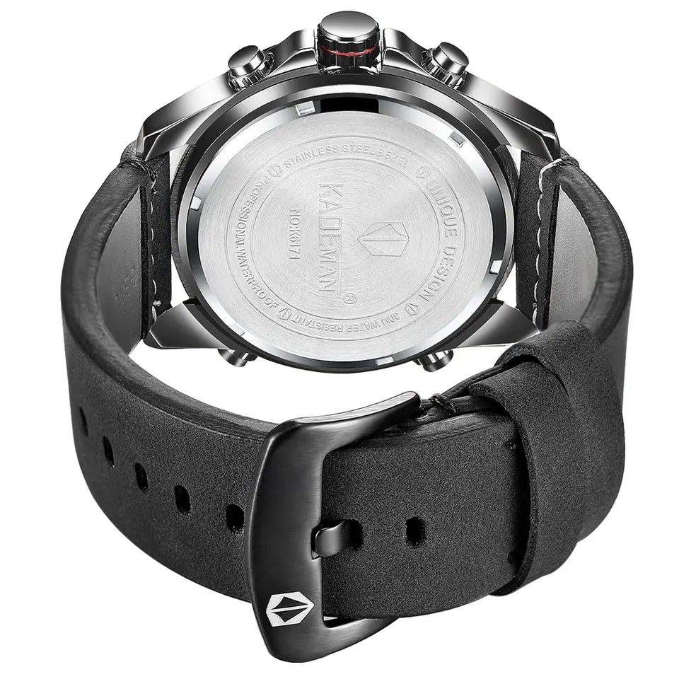 MAX - ORIGINAL KADEMAN DUAL TIME SPORTS WATCH WITH LEATHER STRAP– RIGOUT