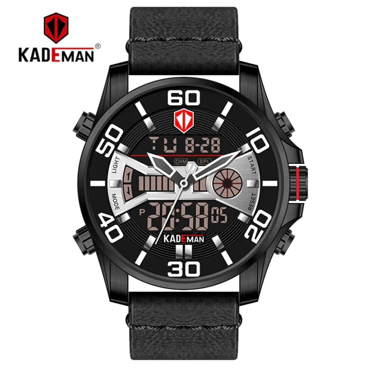 MAX - ORIGINAL KADEMAN DUAL TIME SPORTS WATCH WITH LEATHER STRAP– RIGOUT