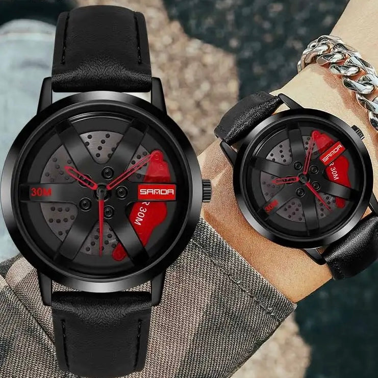 Black Red Sport Rim Watch with Stainless Steel Strap | Buy Automatic ...