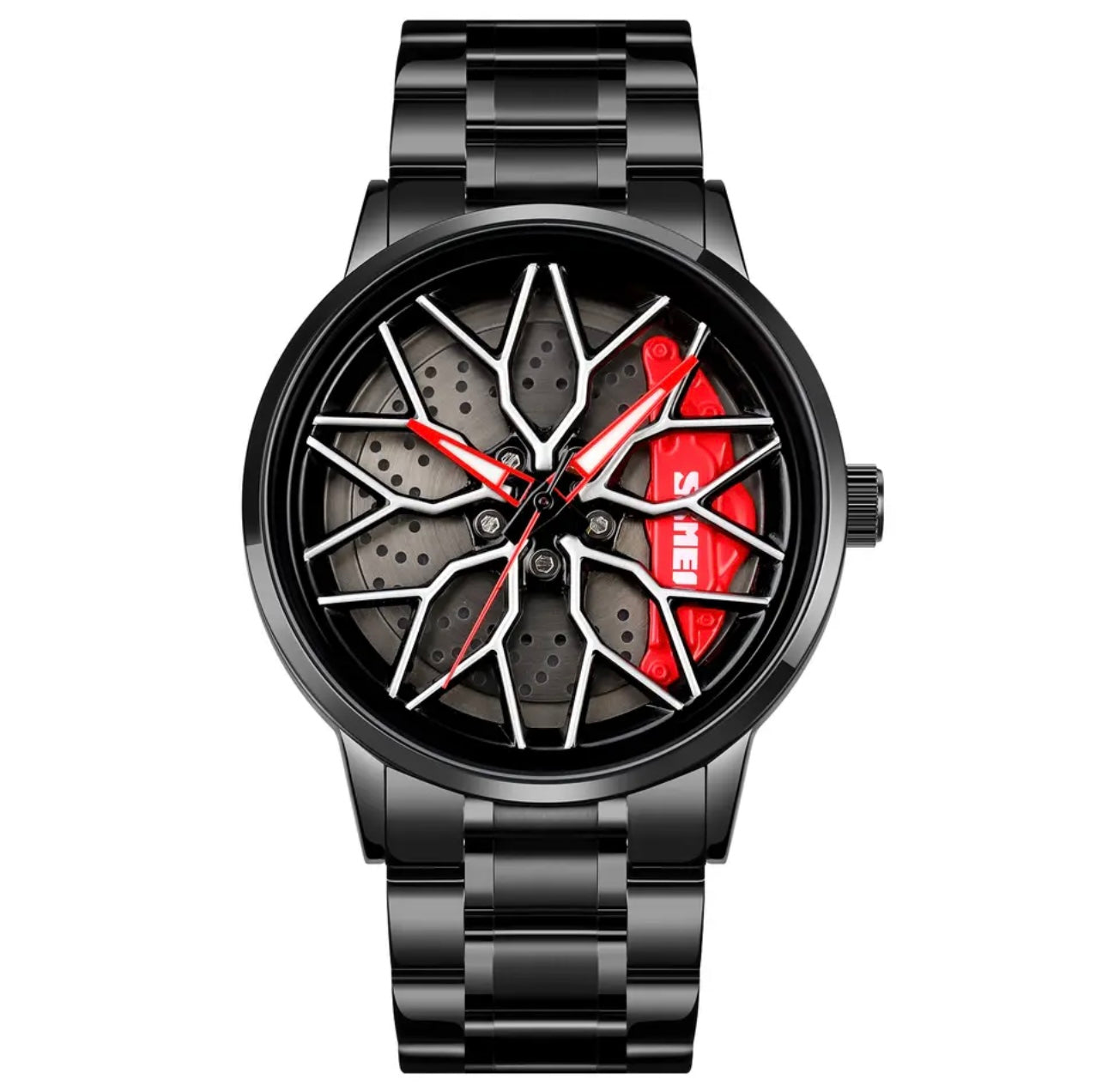 Black Red Sport Rim Watch with Stainless Steel Strap | Buy Automatic ...
