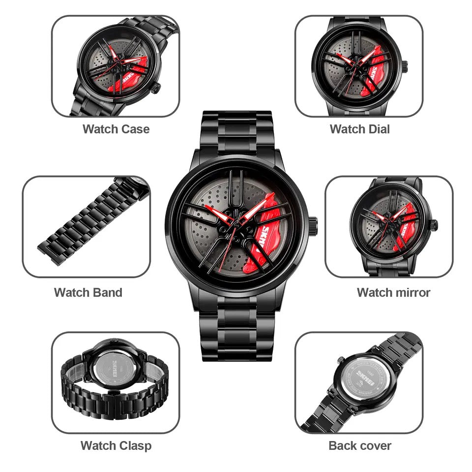 Black Red Sport Rim Watch with Stainless Steel Strap | Buy Automatic ...