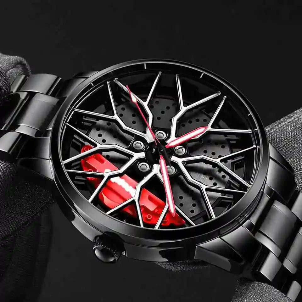 Black Red Sport Rim Watch with Stainless Steel Strap | Buy Automatic ...