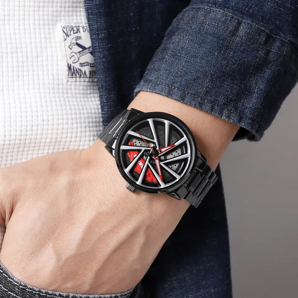 Black Red Sport Rim Watch with Stainless Steel Strap | Buy Automatic ...