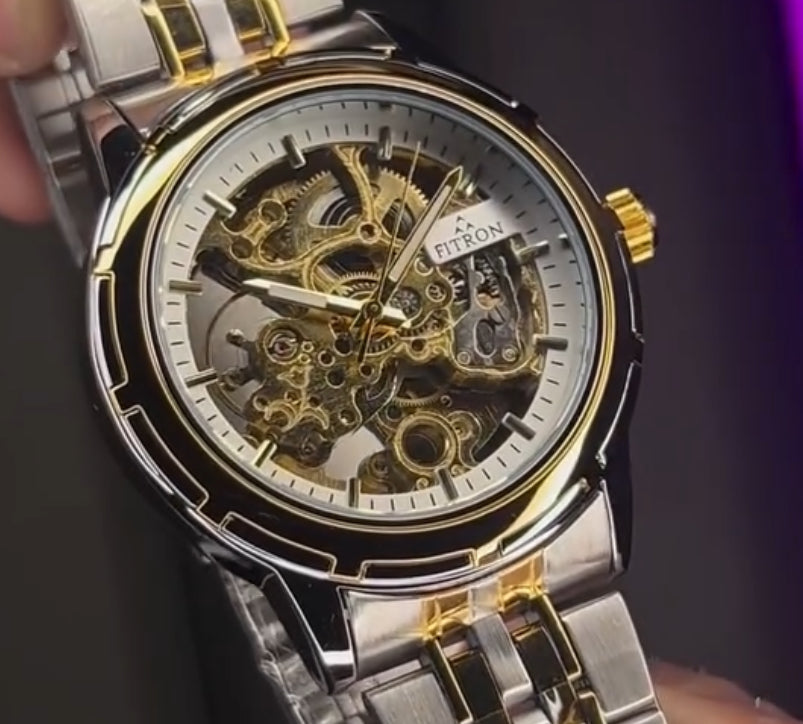 Golden Silver Mechanical Watch with Stainless Steel Strap | Buy best ...