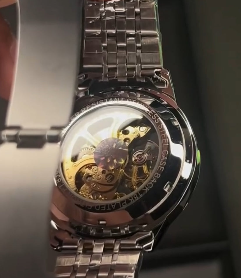 Golden Silver Mechanical Watch with Stainless Steel Strap | Buy best ...