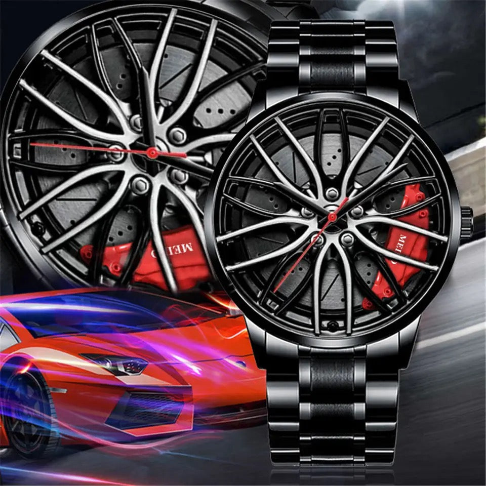 Black Red Sport Rim Watch with Stainless Steel Strap | Buy Automatic ...