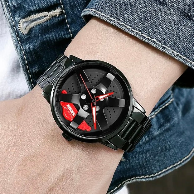 Black Red Sport Rim Watch with Stainless Steel Strap | Buy Automatic ...