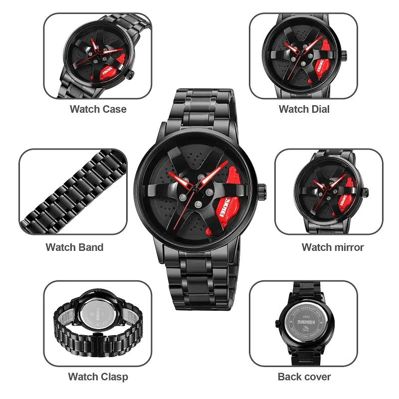 Black Red Sport Rim Watch with Stainless Steel Strap | Buy Automatic ...