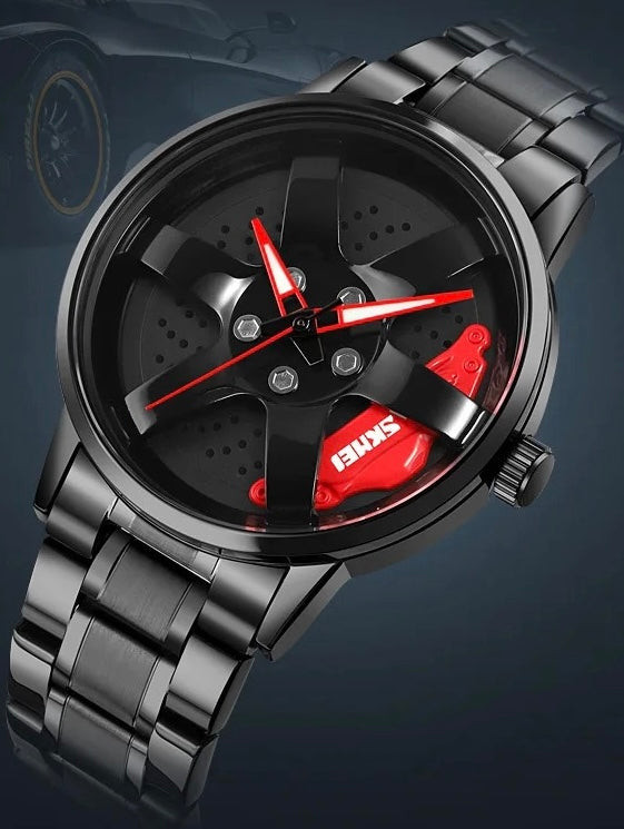 Black Red Sport Rim Watch with Stainless Steel Strap | Buy Automatic ...