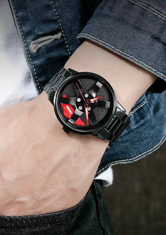 Black Red Sport Rim Watch with Stainless Steel Strap | Buy Automatic ...