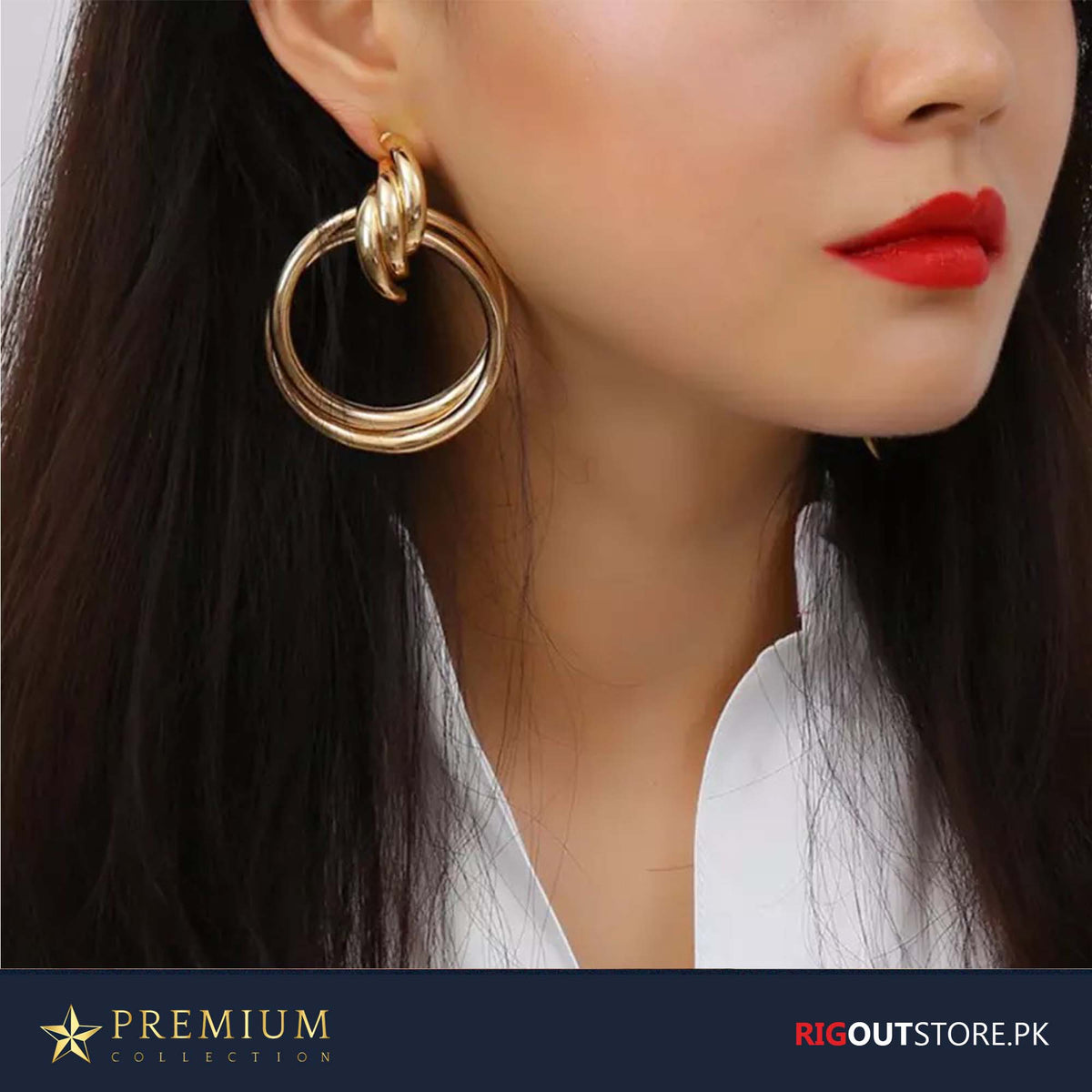 Big Golden Twisted Pipe Hoop Earrings - Buy Affordable Women's ...