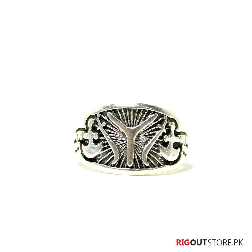Silver Black Round Alpaca Kayı Tribe Ertugrul Tribe Ring | Buy ...