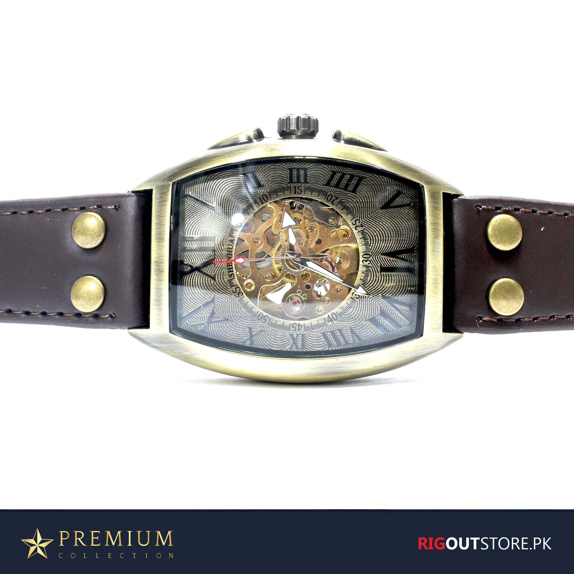Tourbillion - Bronze Automatic Skeleton Square Watch | Buy Automatic ...
