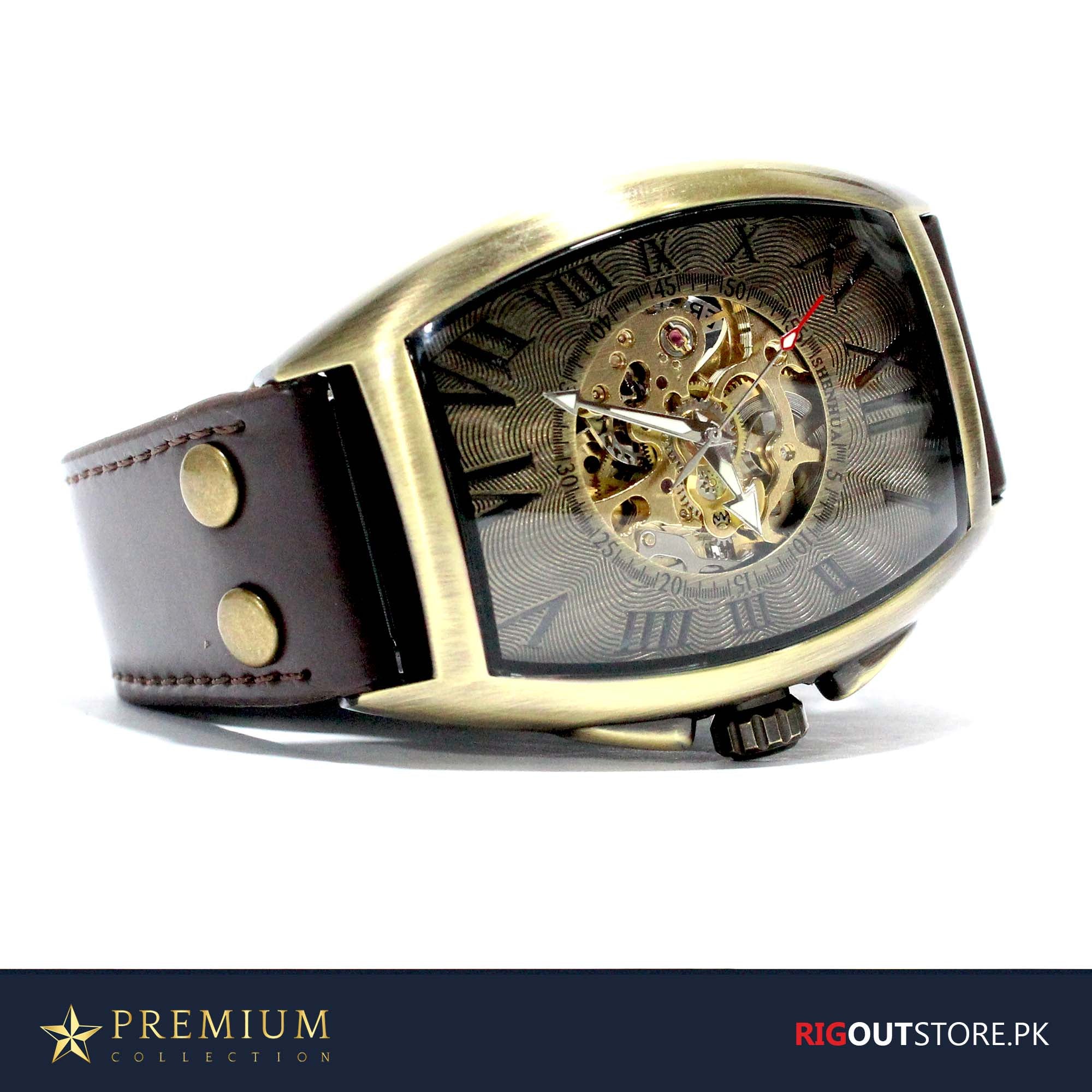 Tourbillion - Bronze Automatic Skeleton Square Watch | Buy Automatic ...